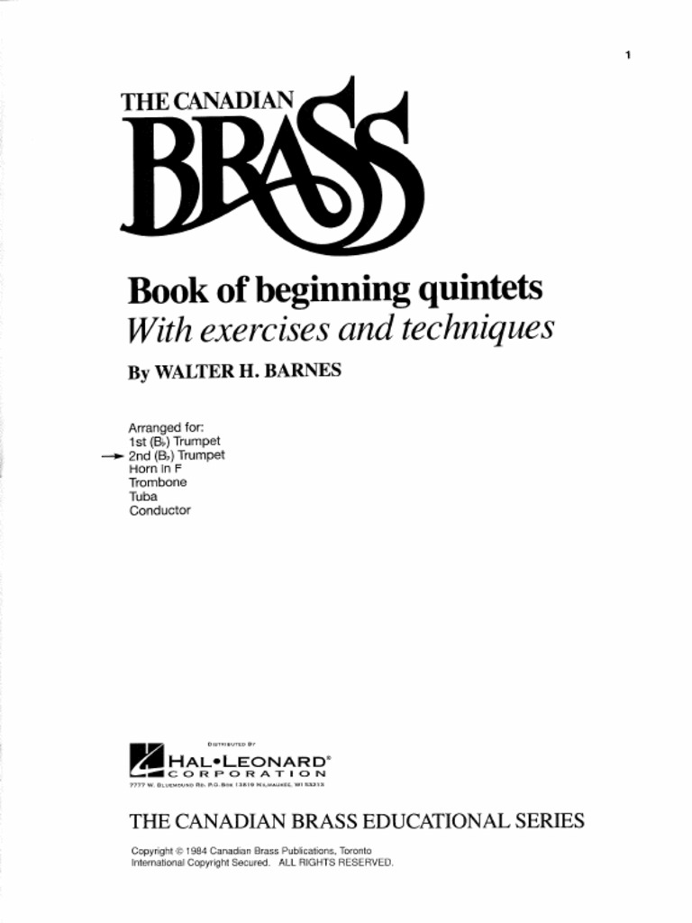 Book of Beginning Quintets - Trumpet 2 | PDF
