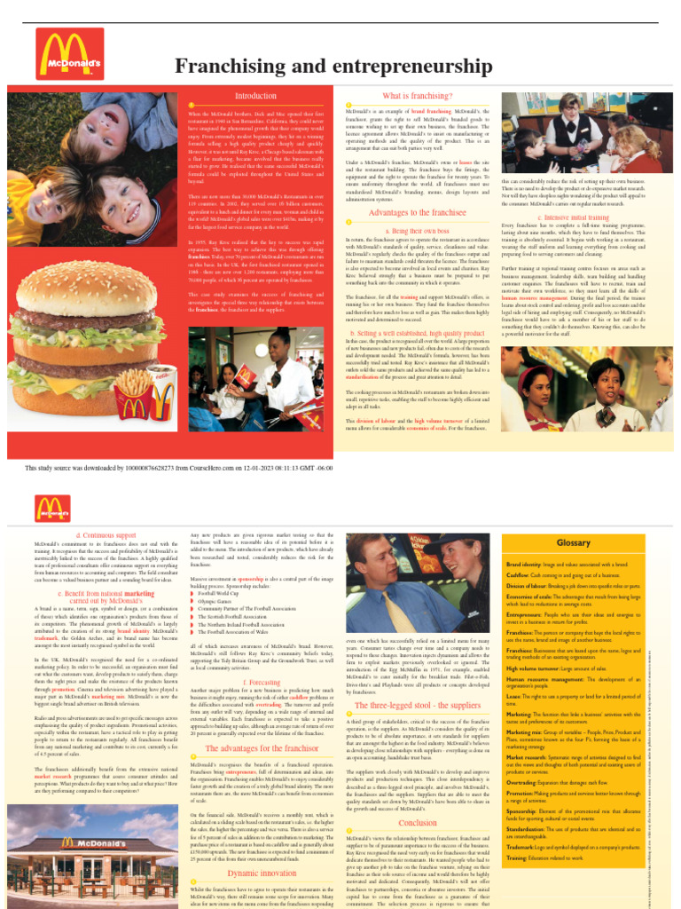McDonalds Franchising Entrepreneurship PDF | PDF