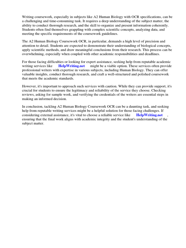 A2 Human Biology Coursework Help Guide | PDF | Facebook | Linked In