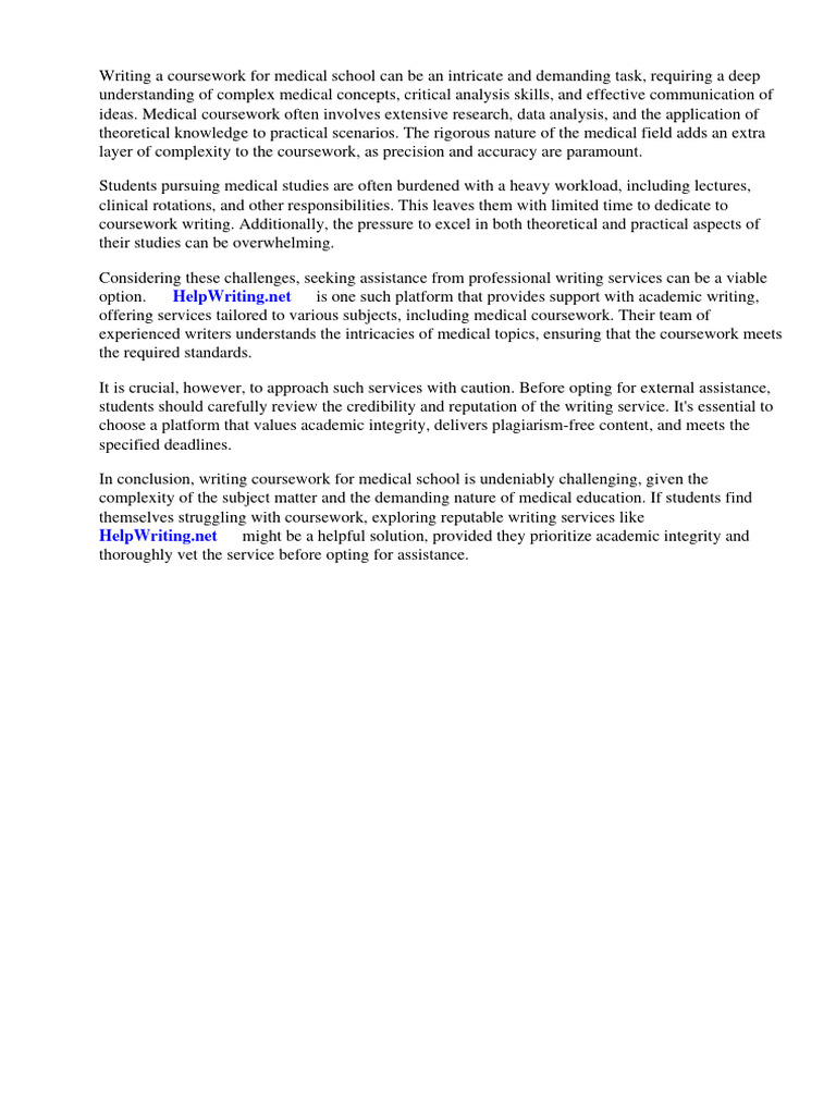 Coursework For Medical School | PDF | Medical School | Medical College ...