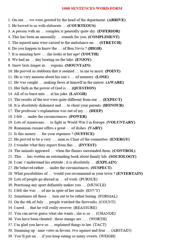 1000 Word - Form Practice | PDF