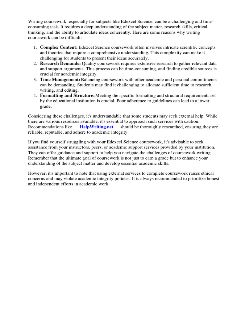 Edexcel Science Coursework Booklet | PDF | Science | Understanding