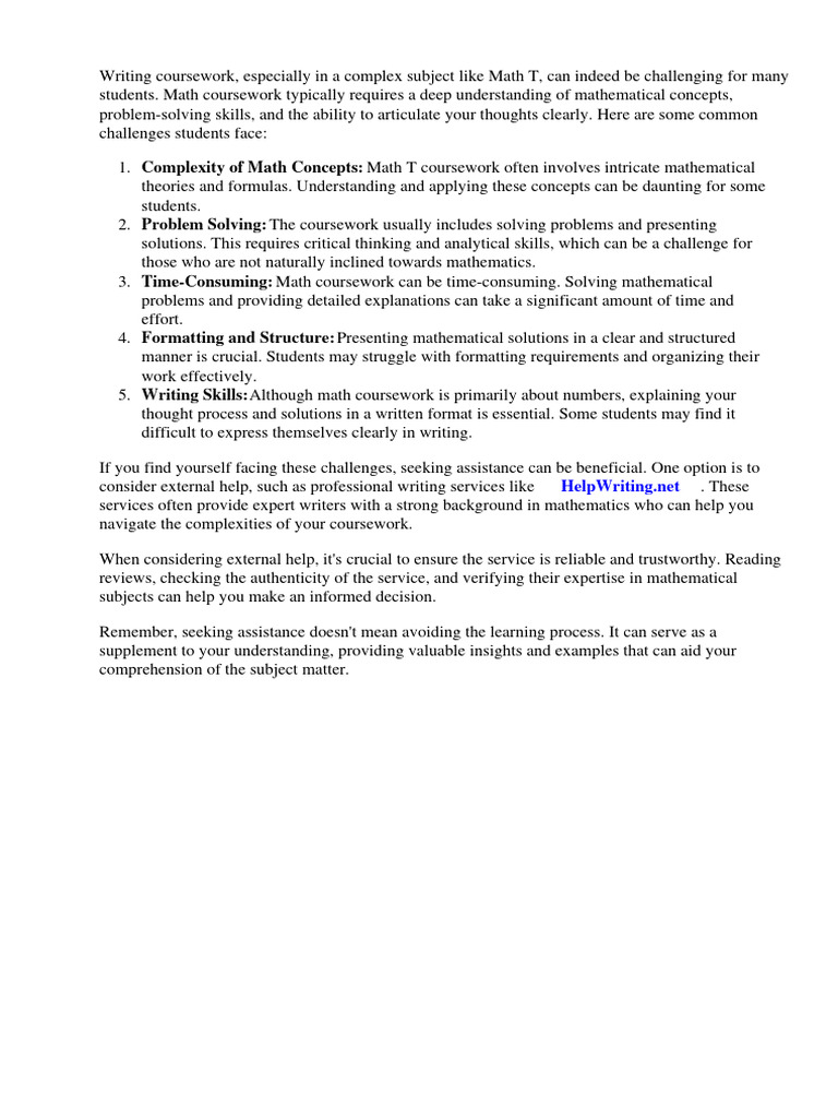 Math T Coursework Introduction | PDF | Mathematics | Thought