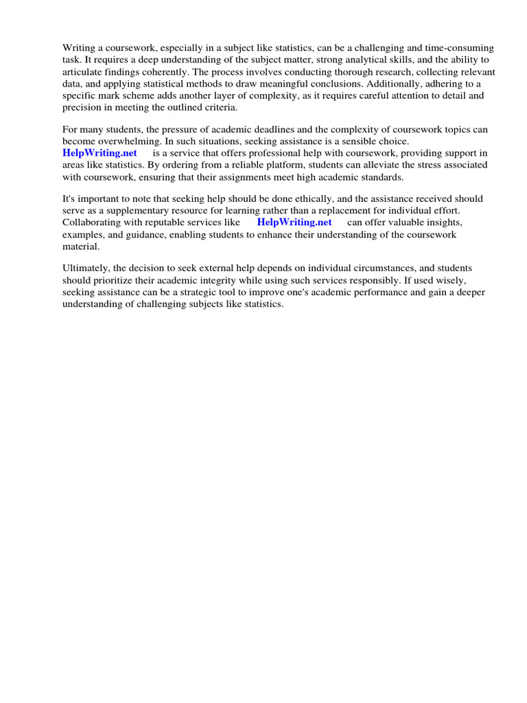 Statistics Coursework Mark Scheme | PDF