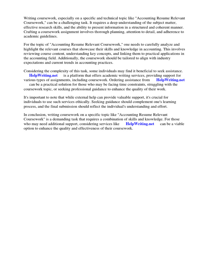 Accounting Resume Relevant Coursework | PDF