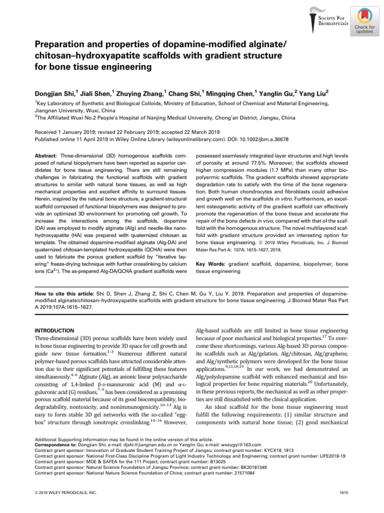Preparation and Properties of Dopamine-Modi Fied Alginate/ Chitosan ...