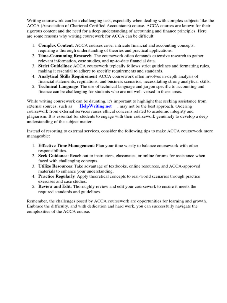 How Does The Acca Course Work Pdf Accounting Accountant