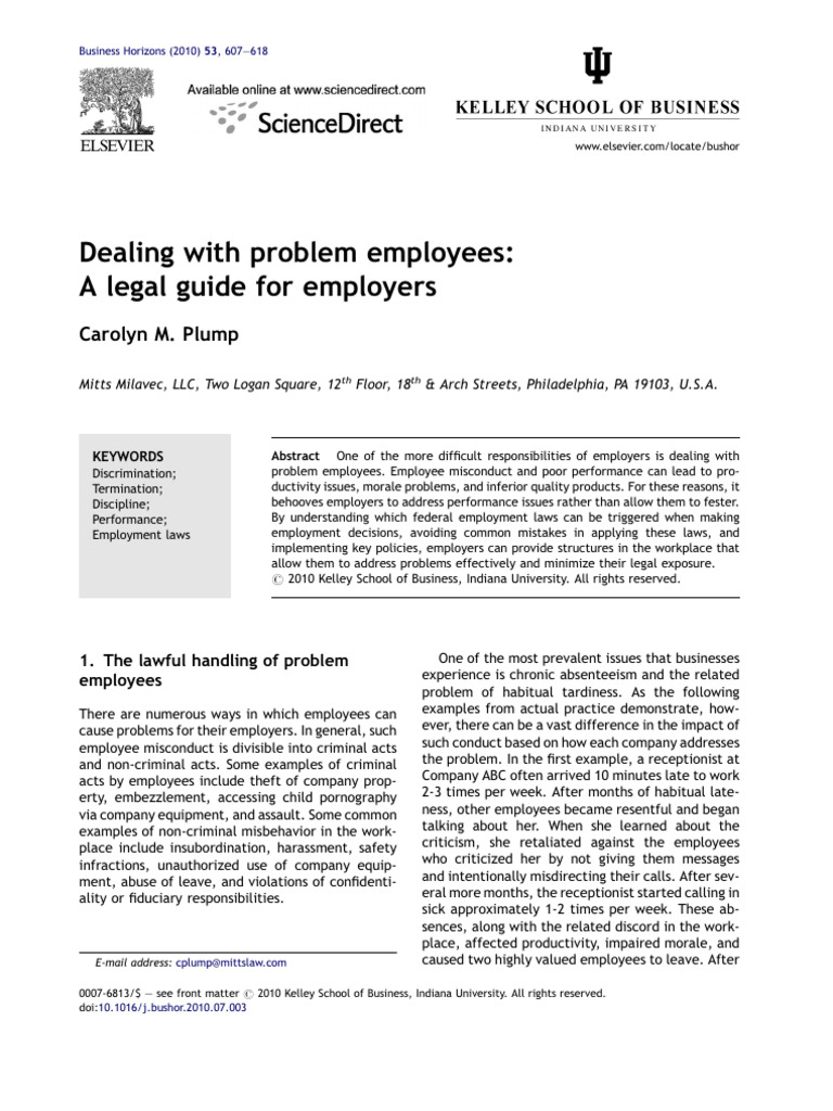 Dealing With Problem Employees A Legal Guide For Emplo 2010 Business ...