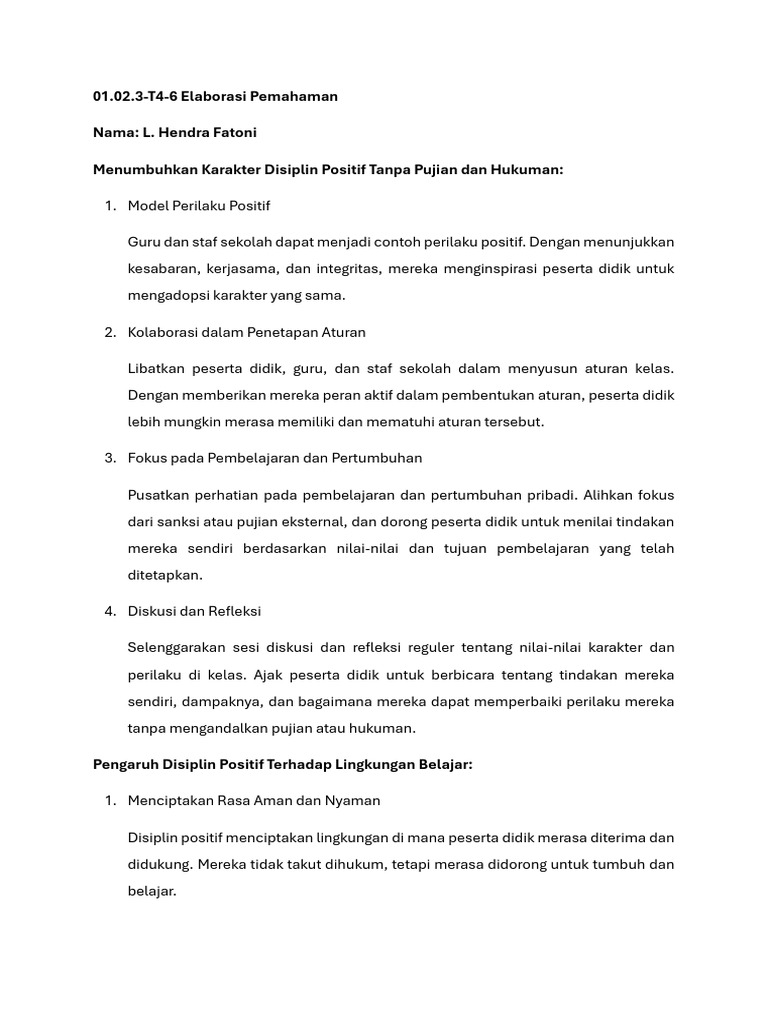 01.02.3-T4-6 Elaborasi Pemahaman | PDF | Karier & Perkembangan | Kesehatan Holistik