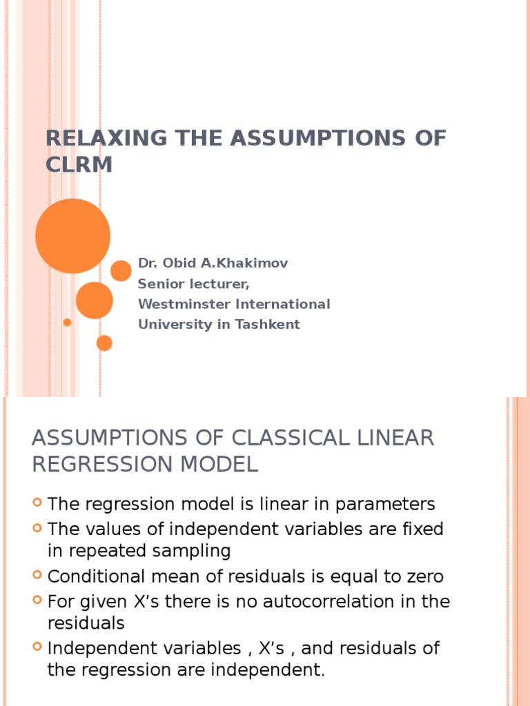 Lecture 2. Relaxing The Assumptions of CLRM - 0 | PDF | Multicollinearity | Regression Analysis
