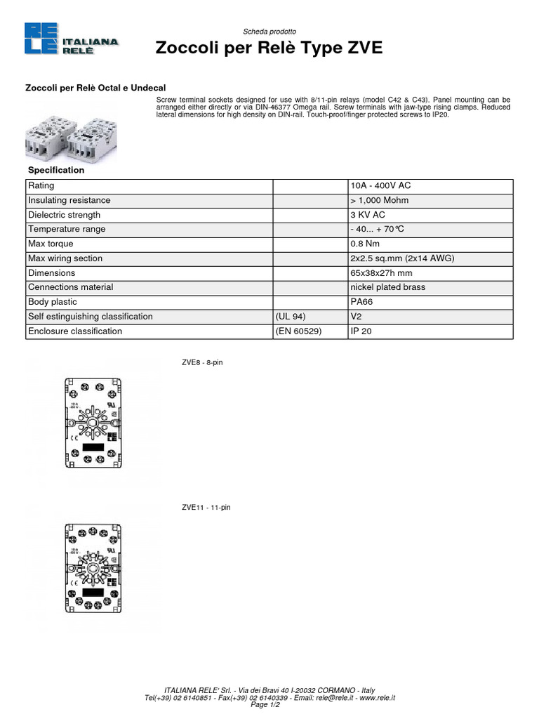Base Rele ZVE | PDF | Electrical Connector | Electromagnetism