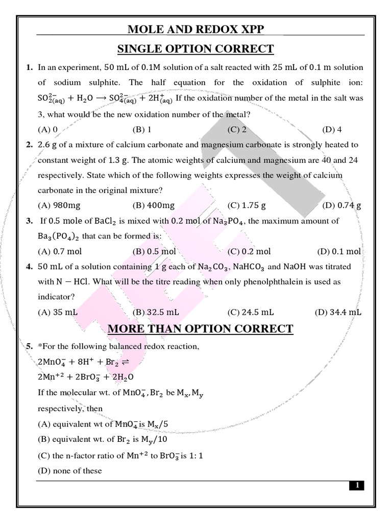 Stoichiometry Adv Sheet | PDF | Titration | Chemistry