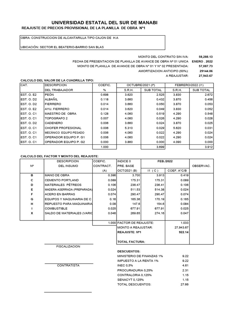 4 Reajuste De Precios Danny Morales Pdf Cemento Hormigón 7063