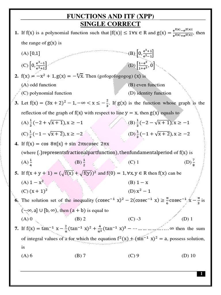 Functions Adv Sheet | PDF | Function (Mathematics) | Equations