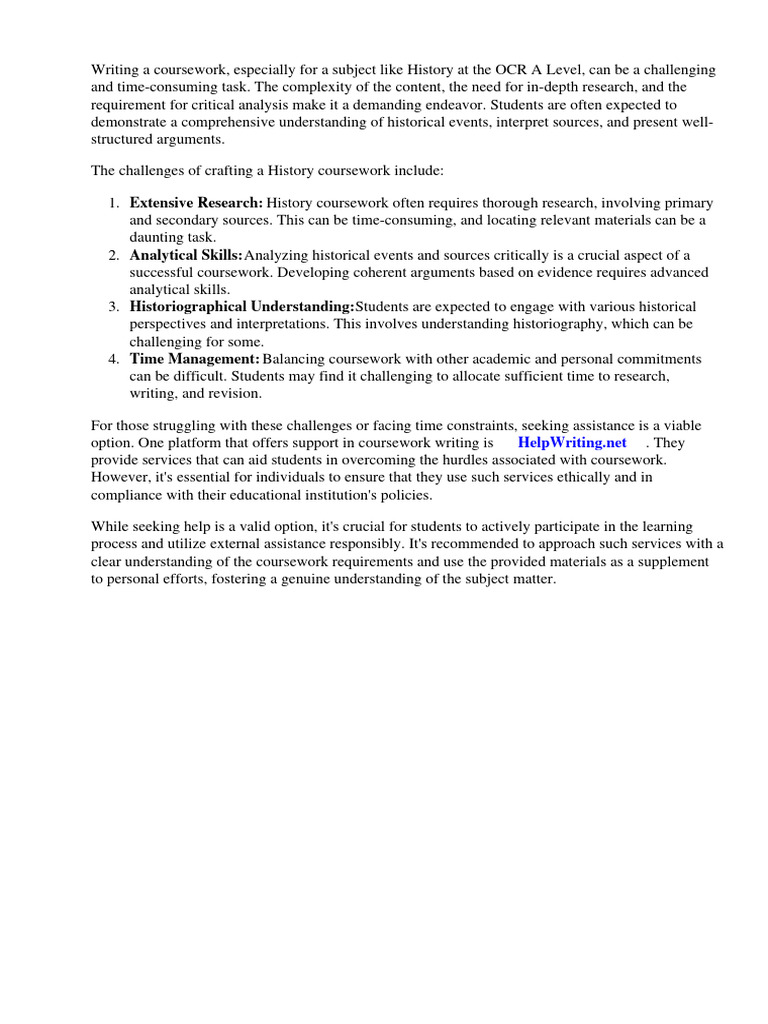 History Coursework Ocr A Level | PDF | Critical Thinking | Gce Advanced ...