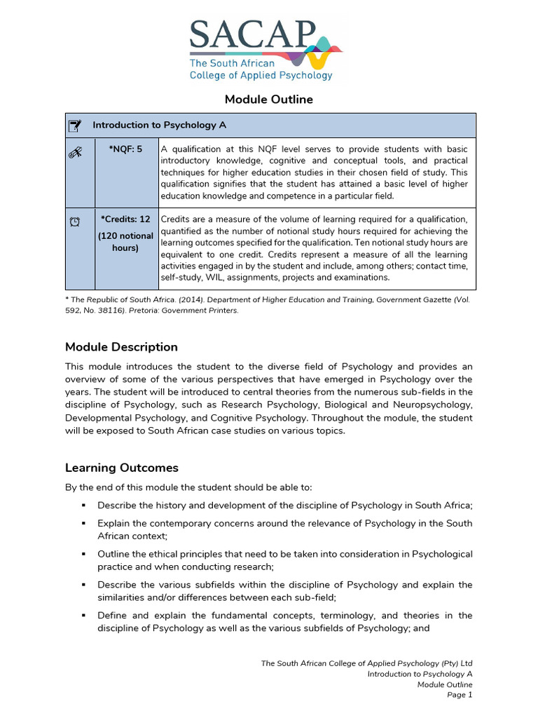 Psychology Module Outline | Download Free PDF | Essays | Psychology