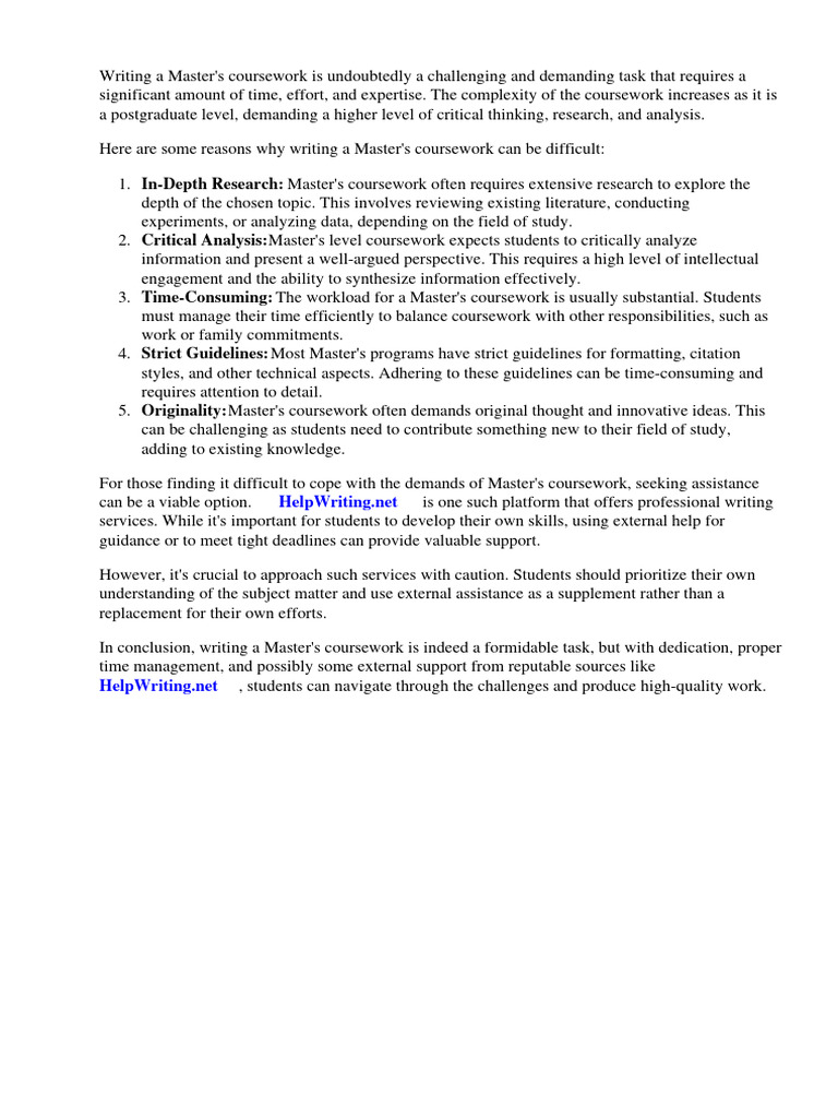 Masters by Coursework | Download Free PDF | Thesis | Postgraduate Education