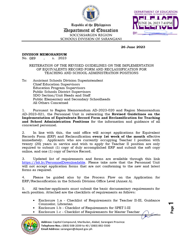 DM 089 2023 Reiteration of The Revised Guidelines On Erf and ... DM 089 2023 Reiteration of The Revised Guidelines On Erf and ...