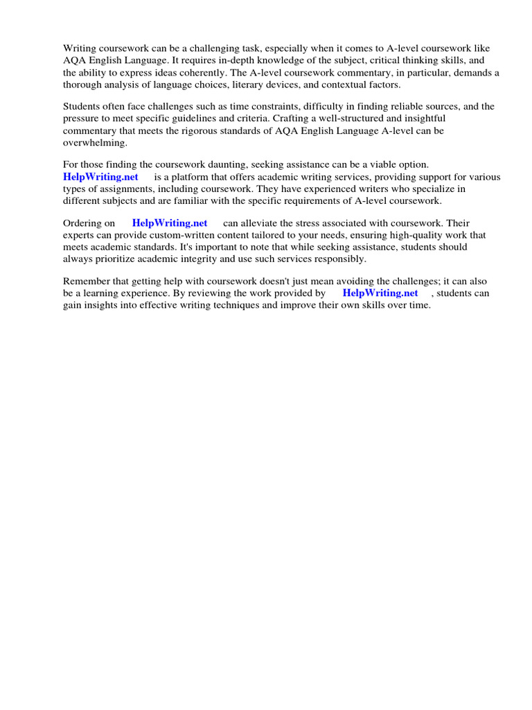 Aqa English Language A Level Coursework Commentary | PDF | Gce Advanced ...