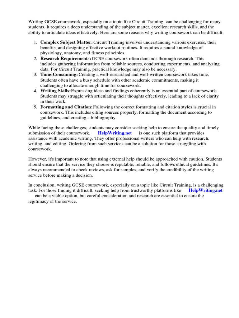 Gcse Circuit Training Coursework | PDF | Physical Fitness | Weight Training