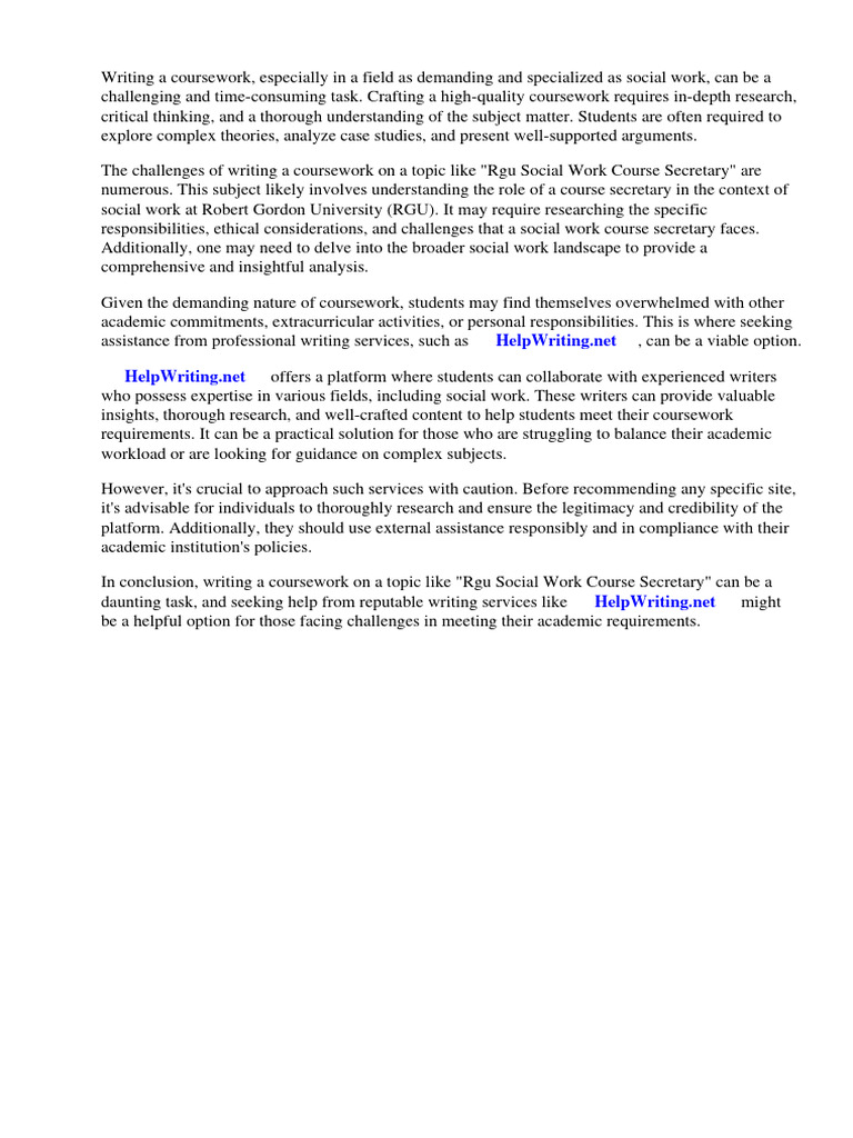 Rgu Social Work Course Secretary | PDF | Social Work | Nursing