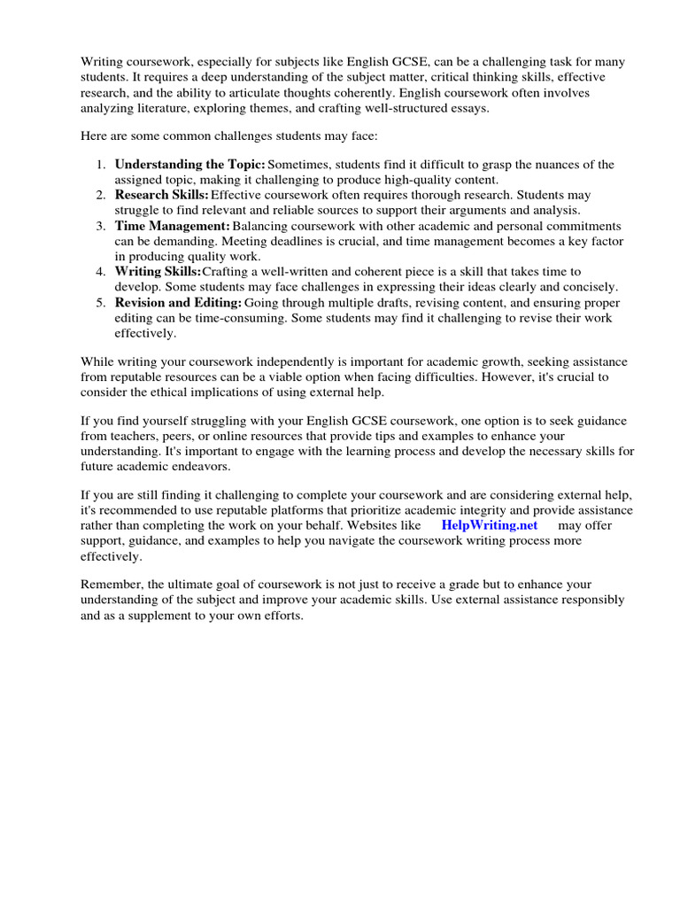 English Gcse Coursework Examples | PDF | Thought | Essays