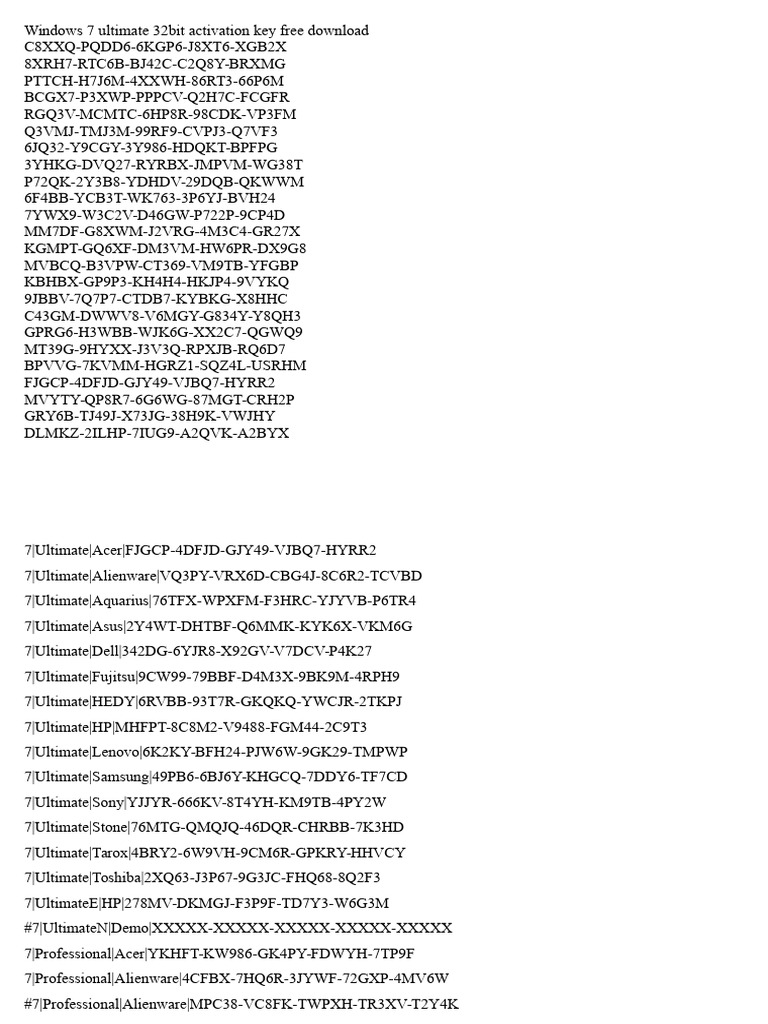 Windows 7 Ultimate 32bit Activation Key | PDF