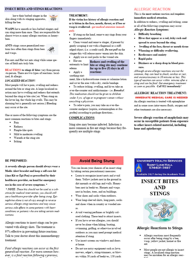 Insect Stings: Reactions and Treatments | PDF | Allergy | Causes Of Death