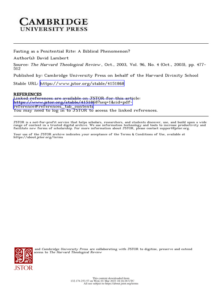 Fasting As A Penitential Rite | PDF | Penance | Psalms