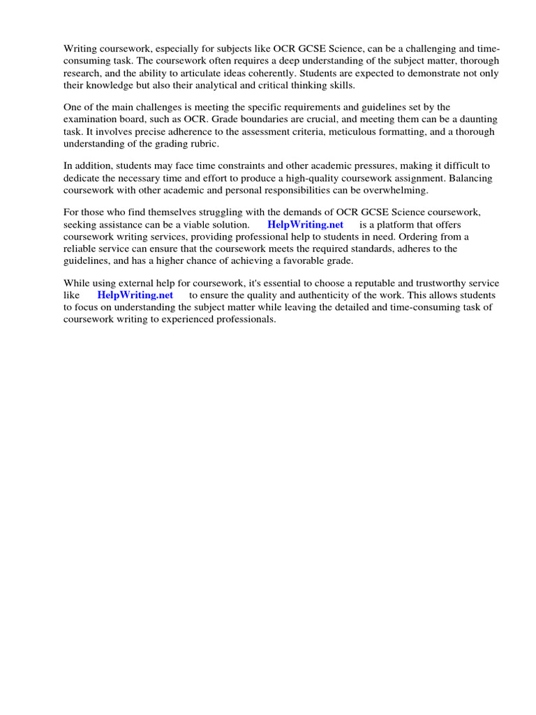 Tips for OCR GCSE Science Coursework | PDF | Qualifications | Student Assessment And Evaluation