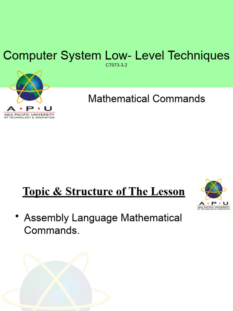 APU CSLLT - 9 - Mathematical Commands | PDF | Assembly Language ...