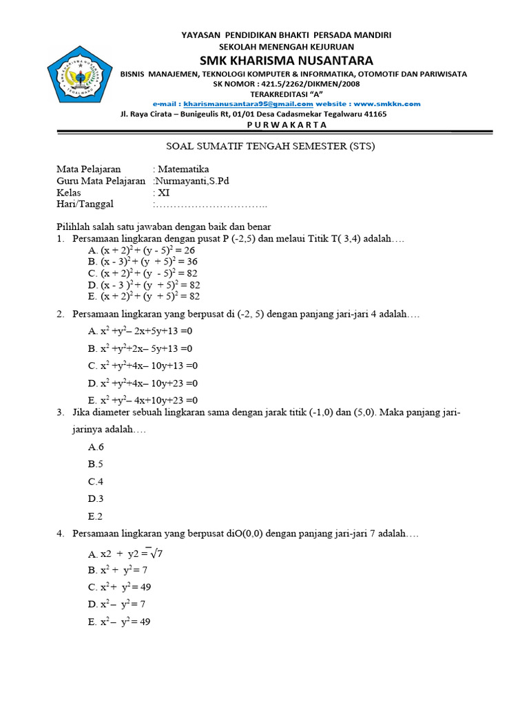 Soal Matematika Kelas XI | PDF