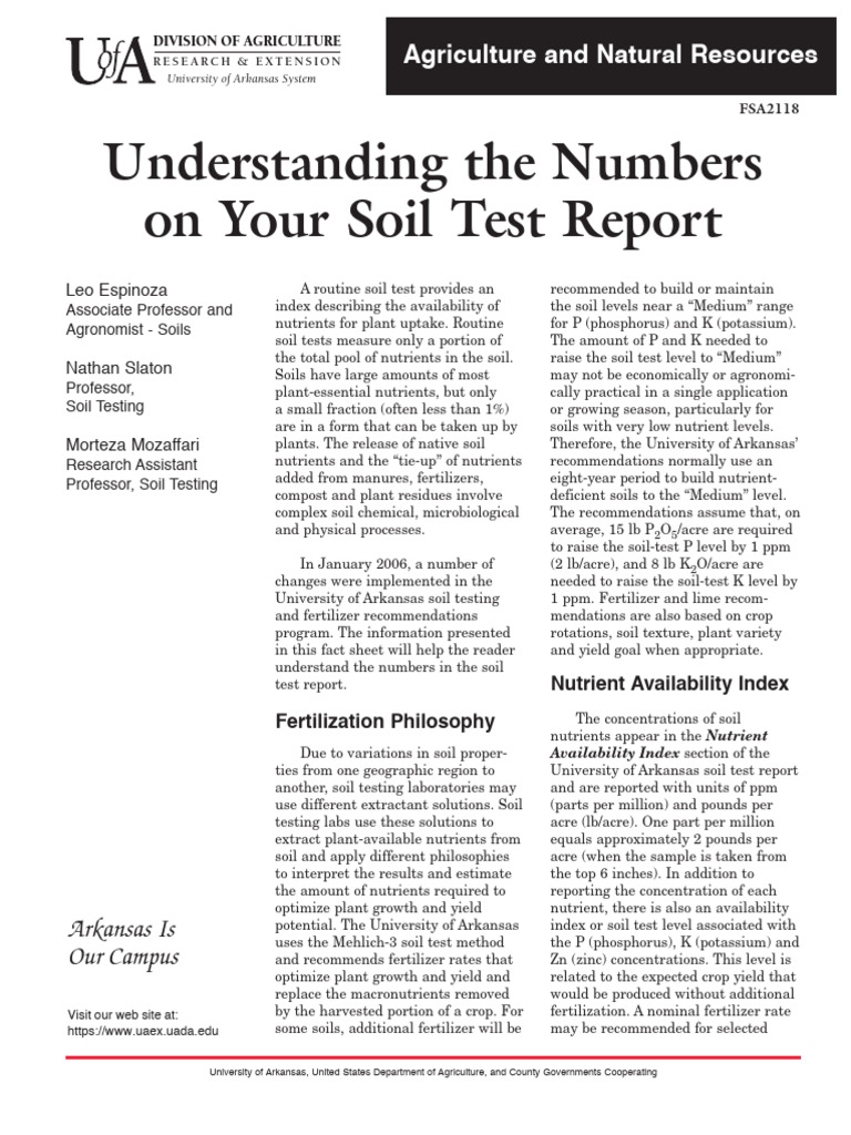 Understanding The Numbers On Your Soil Test Report: Agriculture and ...
