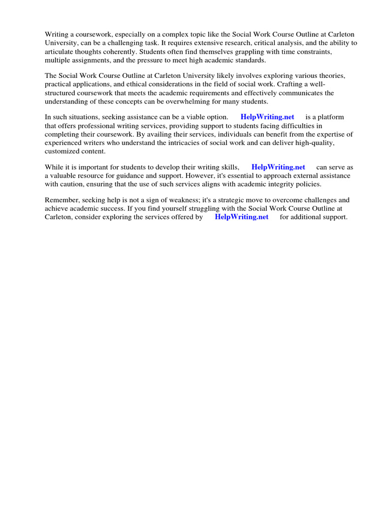 Social Work Course Outline Carleton | PDF | Social Work | Community