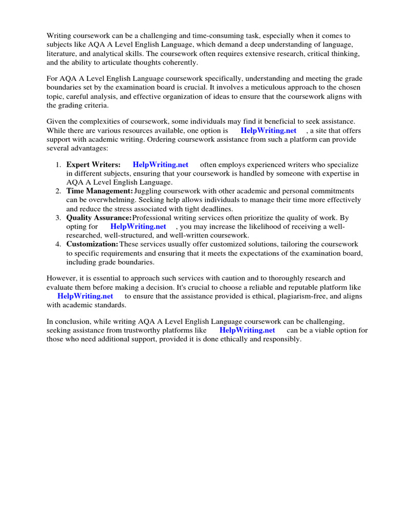 Aqa A Level English Language Coursework Grade Boundaries | PDF Aqa A Level English Language Coursework Grade Boundaries | PDF