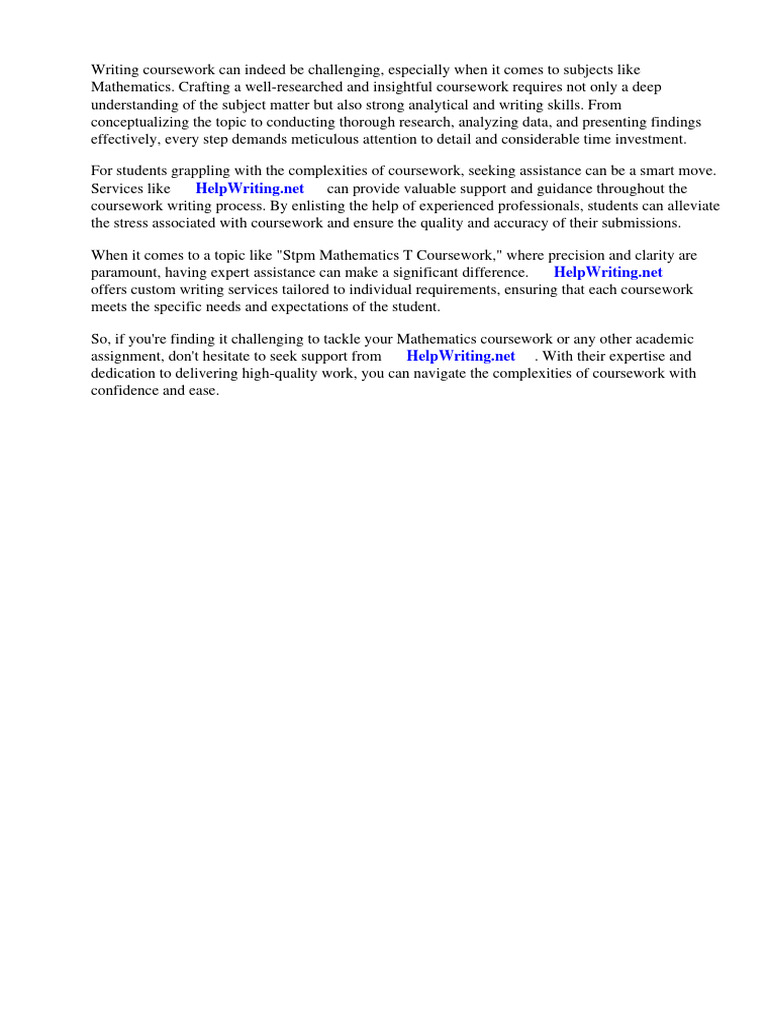 STPM Mathematics T Coursework Sample | PDF