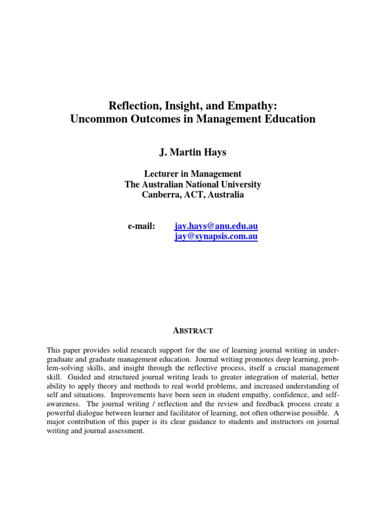 Reflection, Insight, and Empathy | PDF | Metacognition | Learning