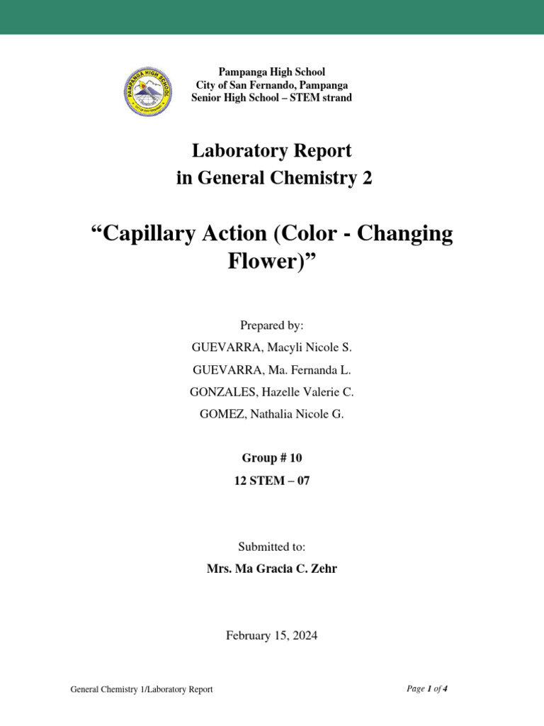 Title Lab Report Template 1 | PDF | Plant Stem | Water