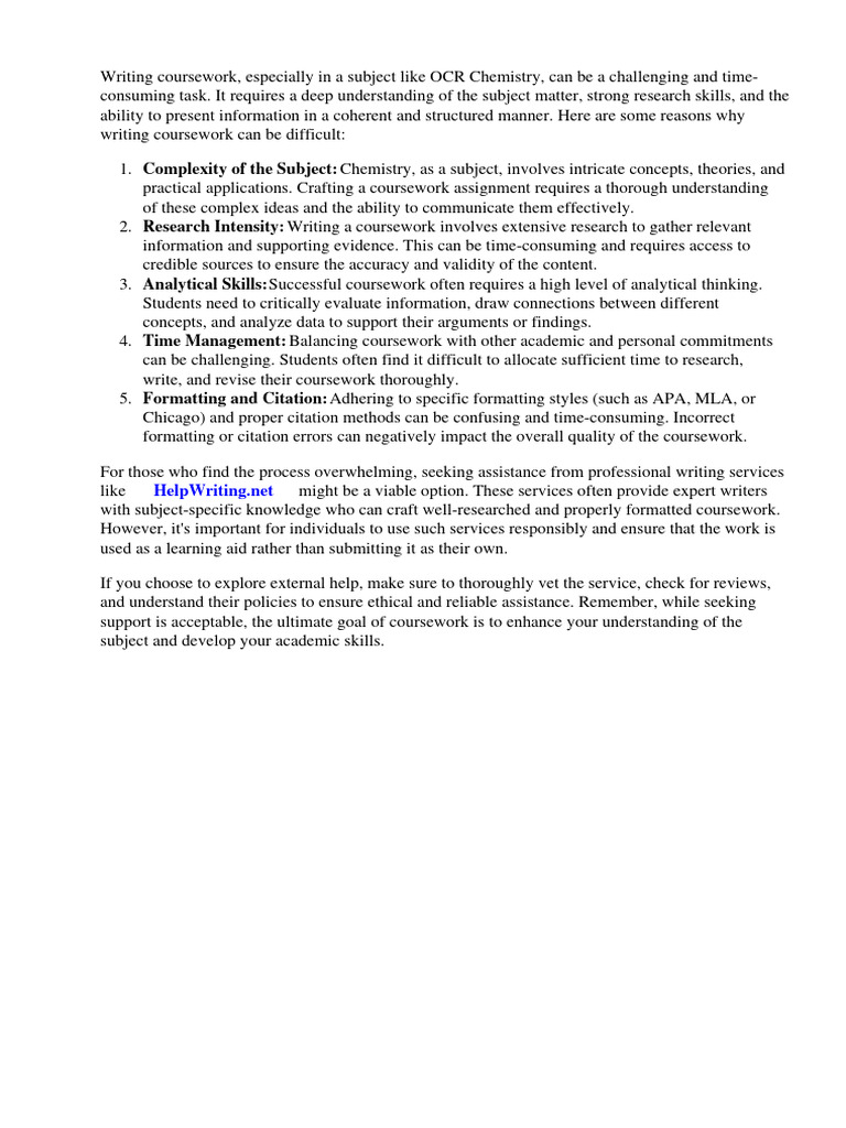 Ocr Chemistry Coursework Past Papers | PDF | Information | Citation