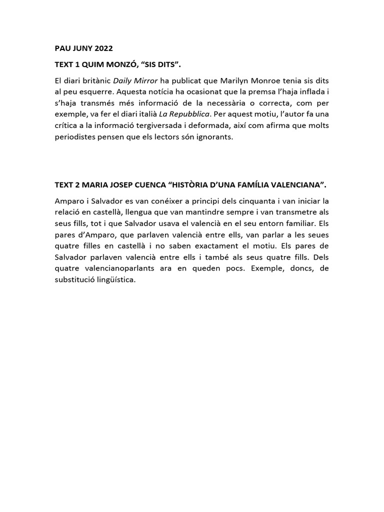 Exemple de Resums Pau Juny 2022 | PDF