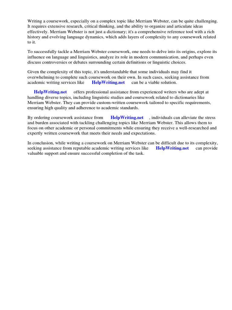 Merriam Webster Coursework | PDF | Dictionary