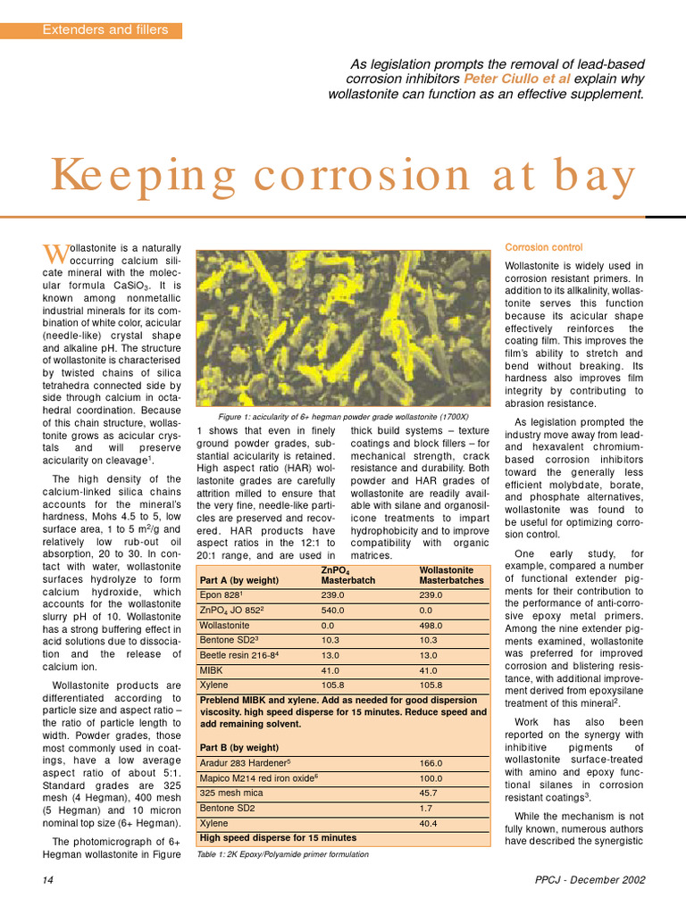 Wollastonite in Corrosion Control | PDF | Science & Mathematics