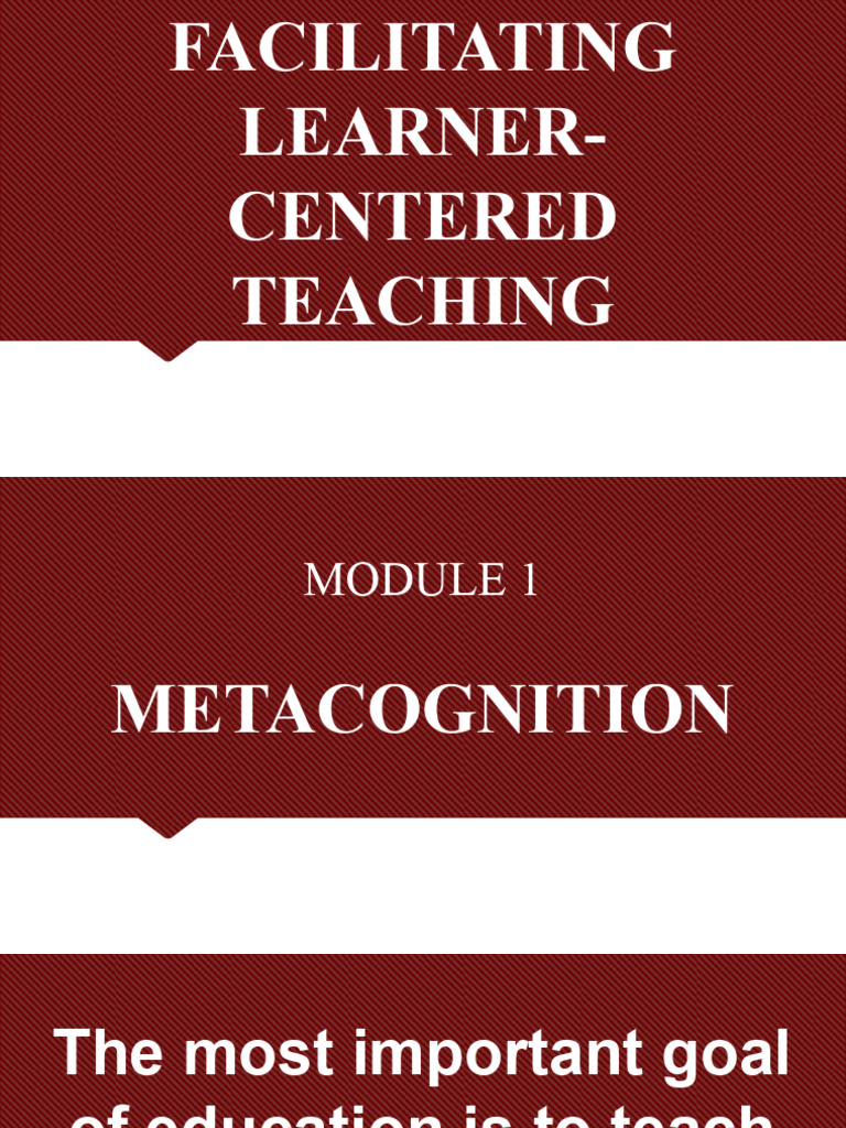 Module 1 - Metacognition | PDF | Metacognition | Learning