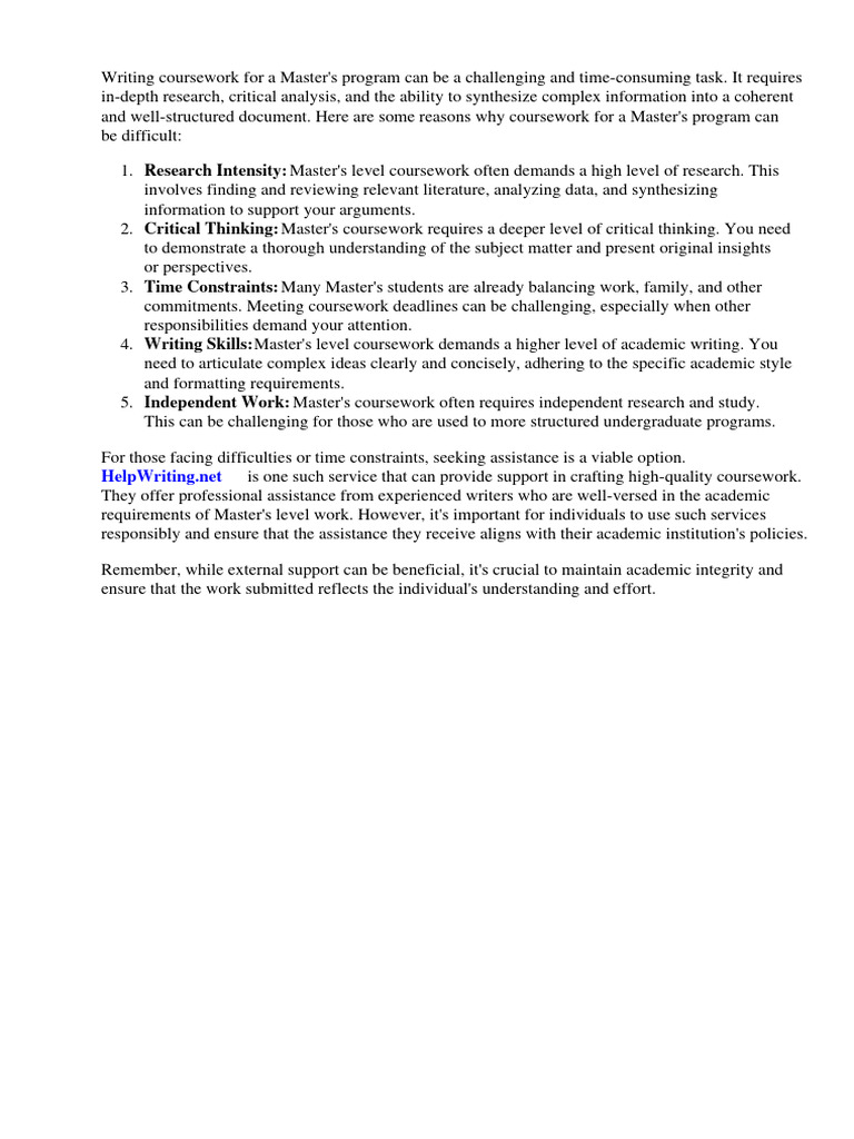 Coursework Based Masters | PDF