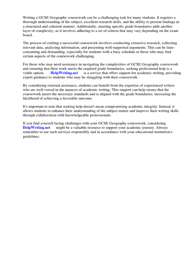 Gcse Geography Coursework Grade Boundaries | PDF