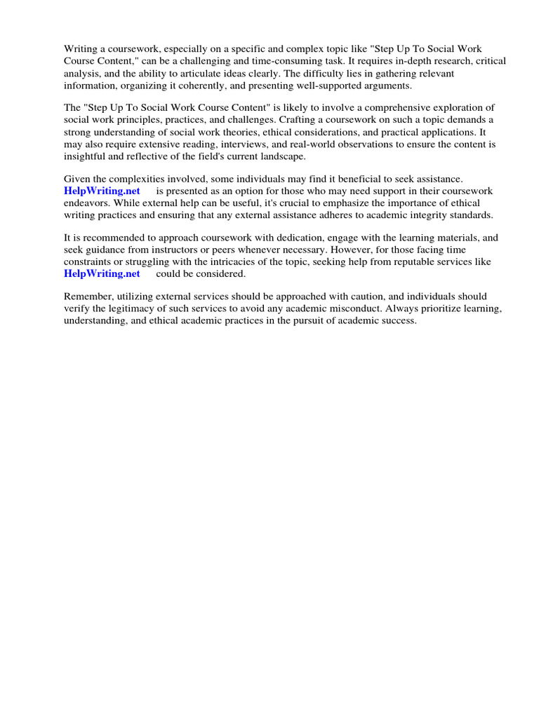 Step Up To Social Work Course Content | PDF