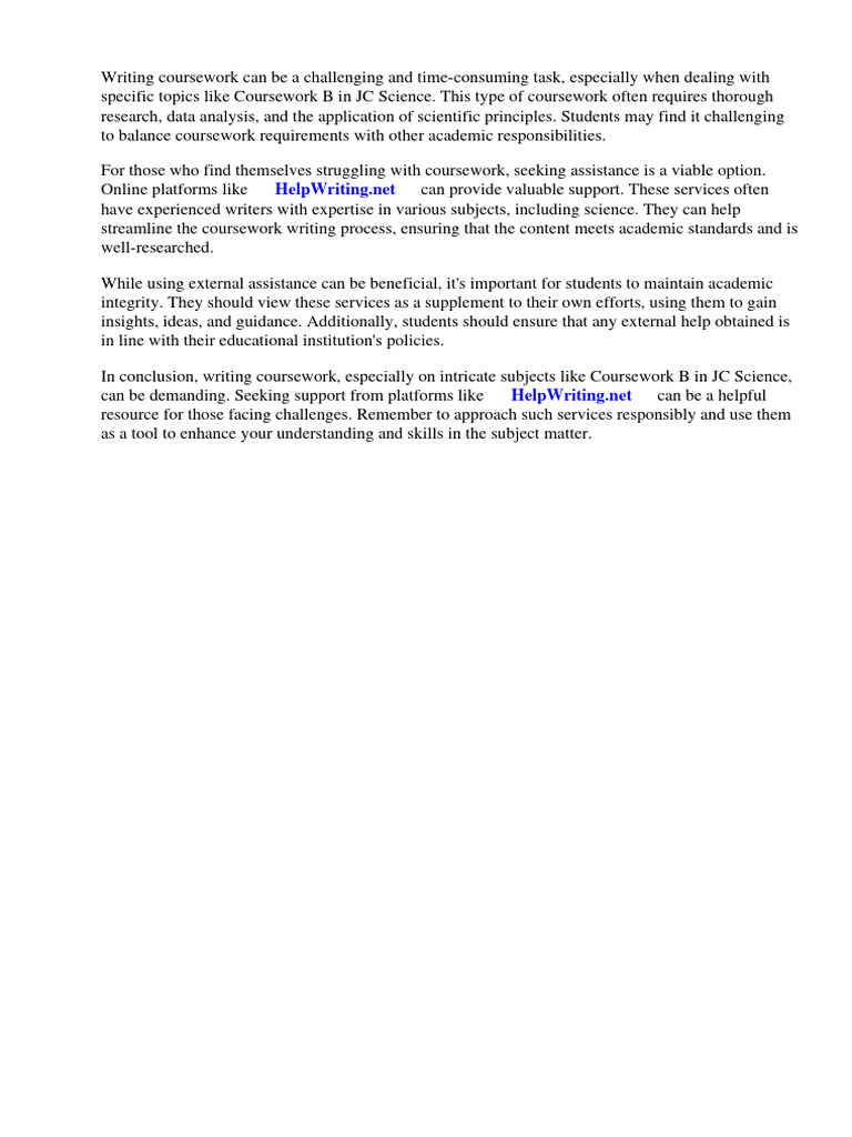 Coursework B JC Science | PDF | Science | Consent