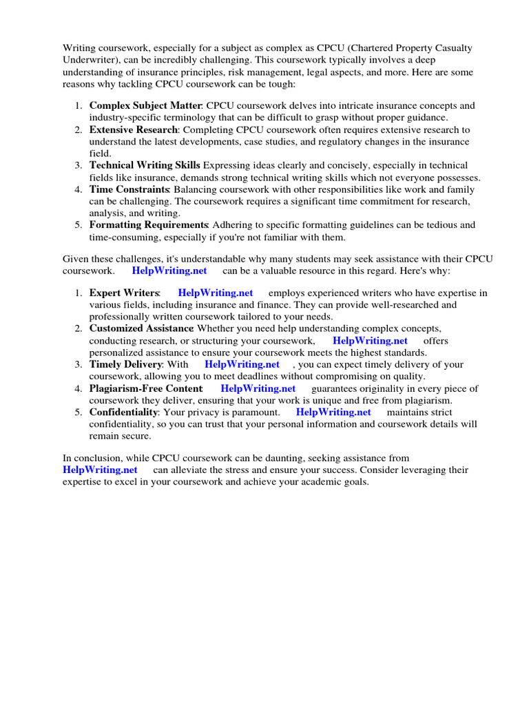 Cpcu Coursework | PDF | Insurance | Underwriting
