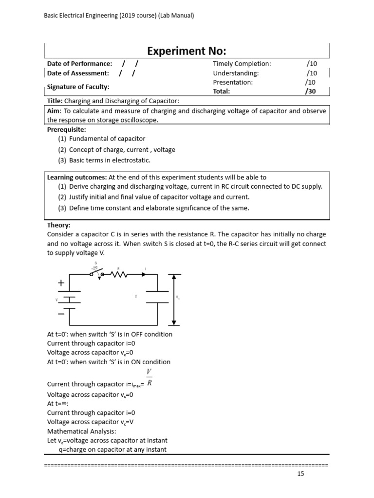 Electrical Engineering Lab Guide | PDF | Capacitor | Voltage