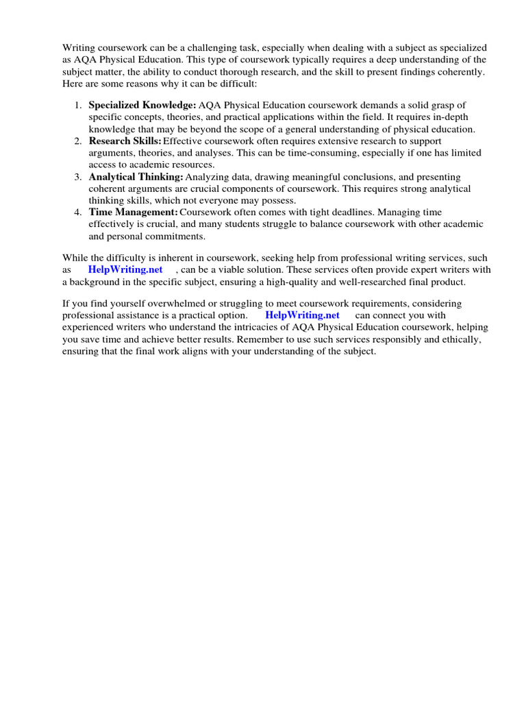 Aqa Physical Education Coursework | PDF
